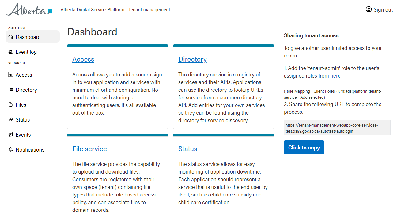 Alberta Digital Service Platform
